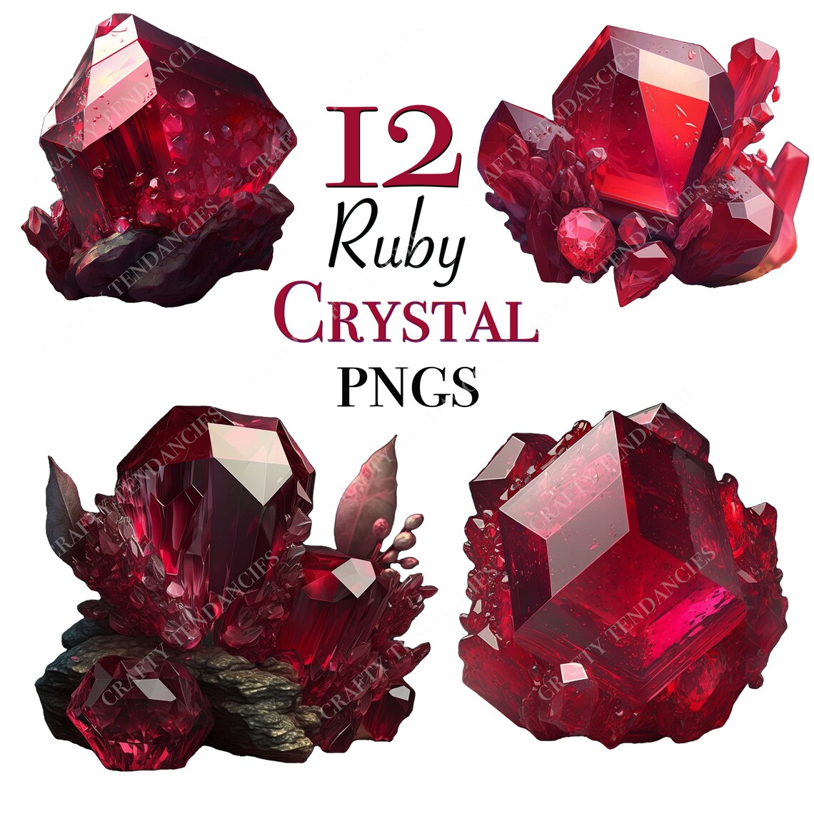 Ruby Crystal Clipart PNG Files for Instant Download Realistic Ruby ...