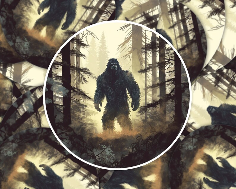 Circular Bigfoot Clipart Files for Instant Download, Bigfoot PNG Files for Scrapbooking, Bigfoot ...