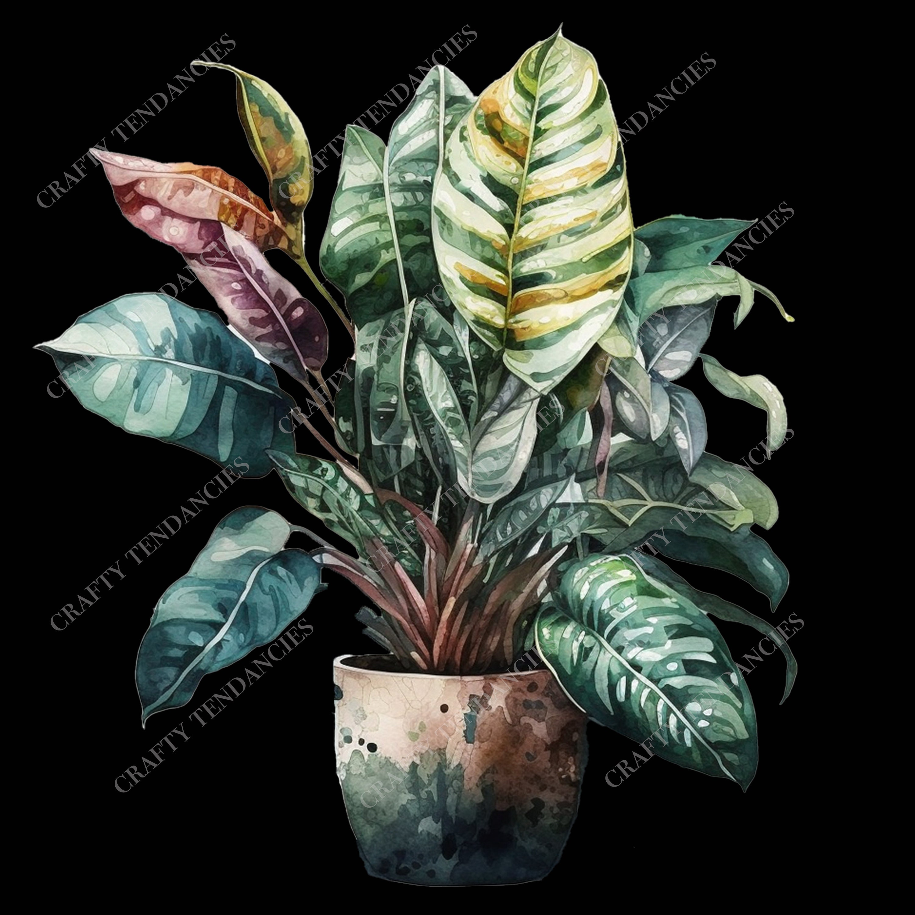 Watercolor House Plant Clipart PNG Files for Instant Download House ...