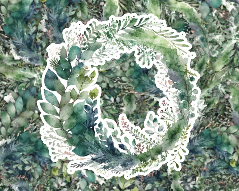 Watercolor Greenery Wreath Clipart Files for Instant Download ...