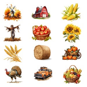 Fall Farm Clipart Files for Download, 12 Farm Themed PNG Designs for ...