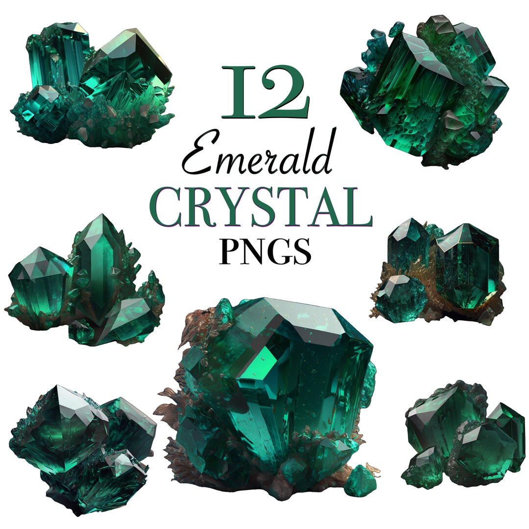Emerald Crystal Clipart PNG Files for Instant Download Realistic ...