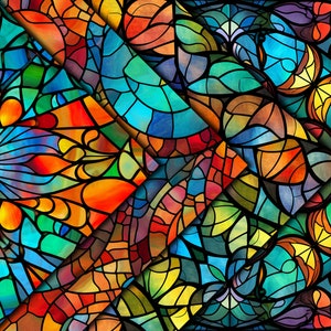 Stained Glass Digital Paper Bundle, 20 Colorful Glass Digital Paper ...