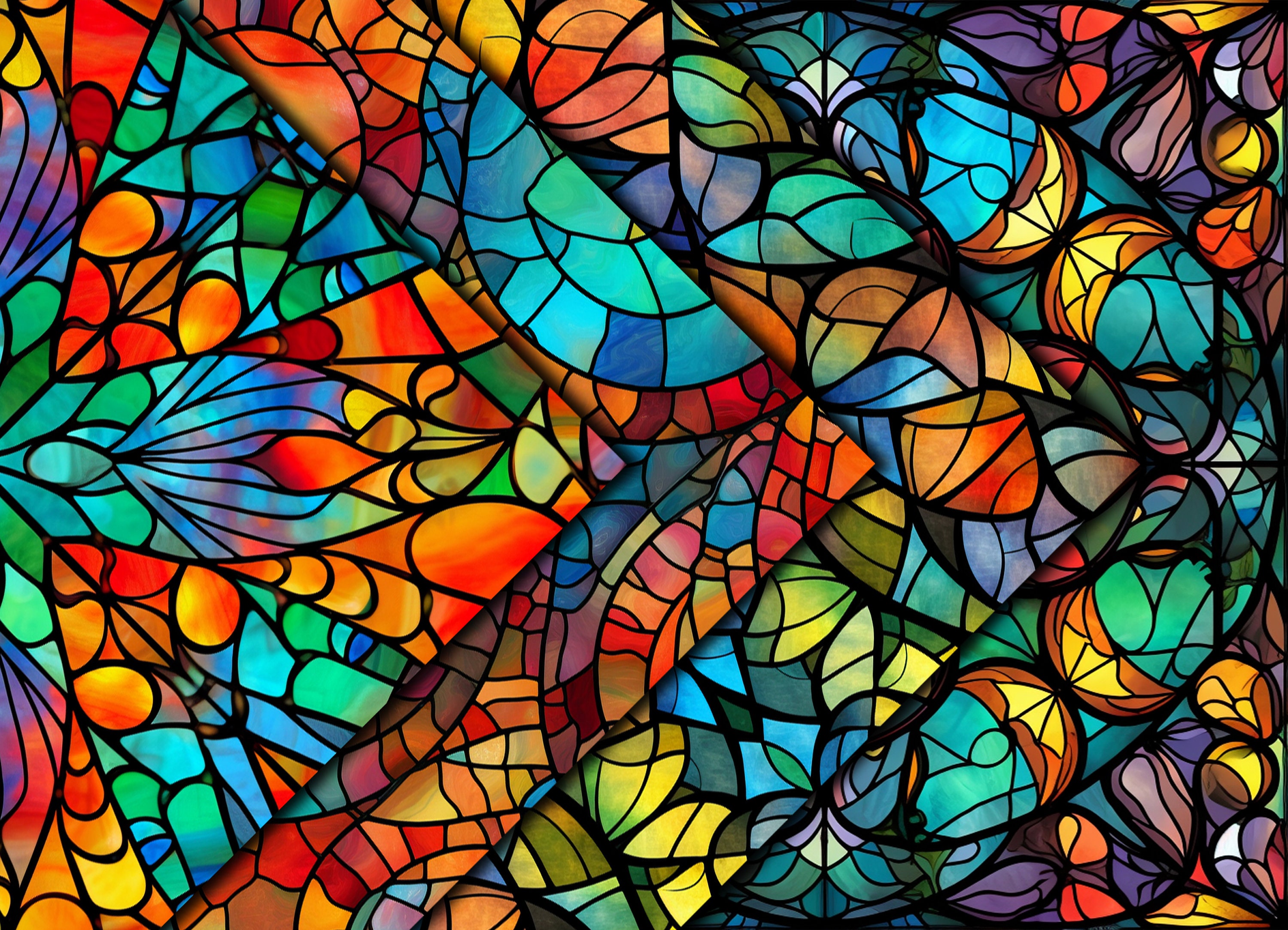 Stained Glass Digital Paper Bundle, 20 Colorful Glass Digital Paper ...