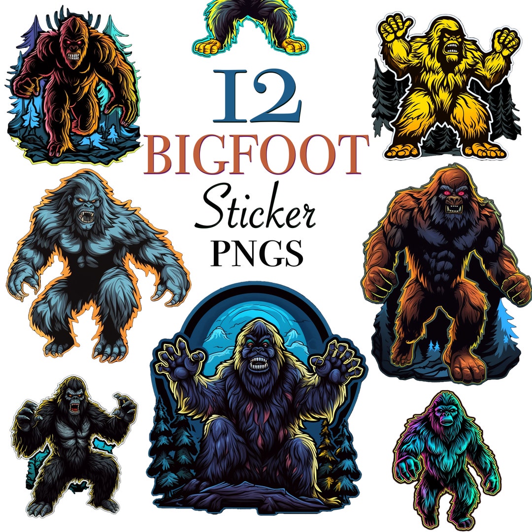 Colorful Bigfoot Clipart Files for Instant Download, Sasquatch PNG ...