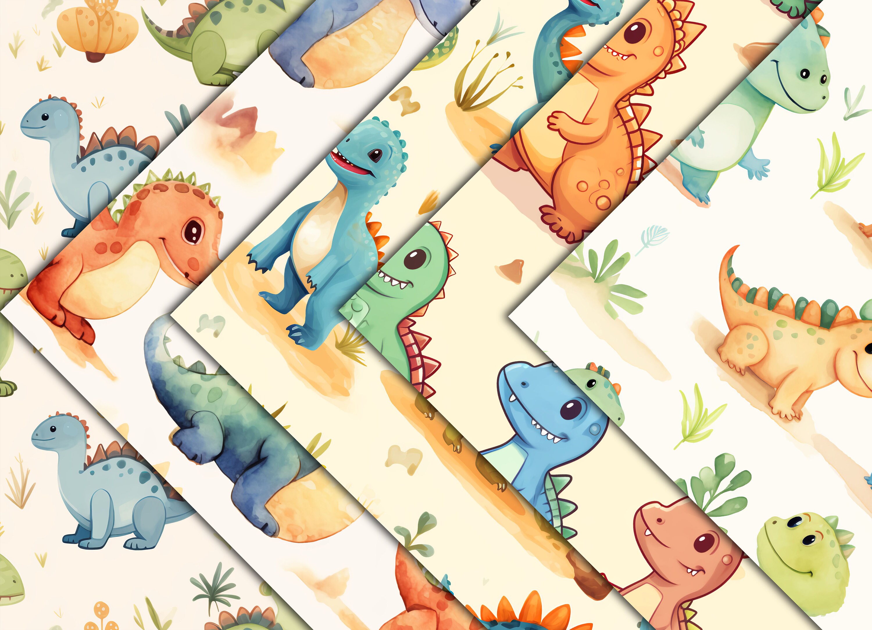 Dinosaur Seamless Digital Paper Bundle, 20 Nursery Digital Paper ...