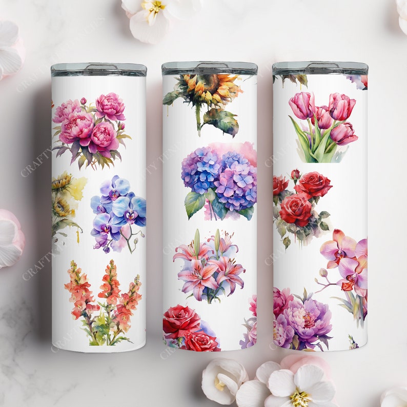 Watercolor Flower Png Clipart Files, 48 Floral Png Files for ...