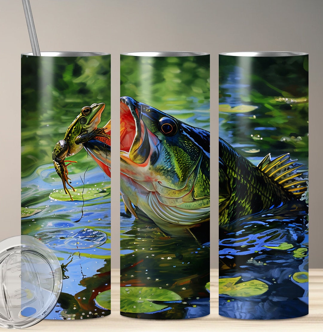 Bass Fishing Tumbler Wrap for 20oz Skinny Tumblers, Largemouth Bass ...