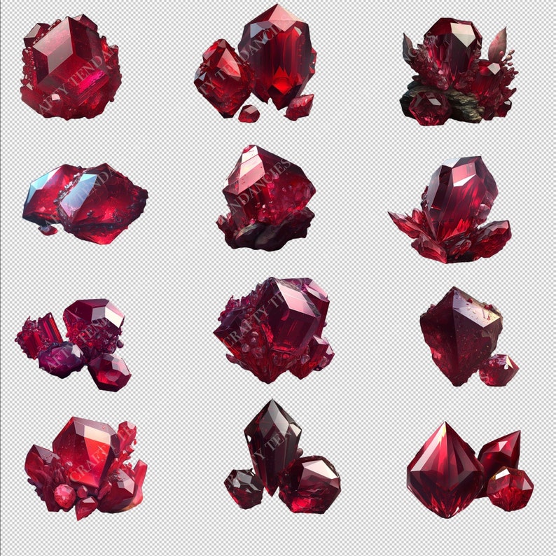 Ruby Crystal Clipart PNG Files for Instant Download Realistic Ruby ...
