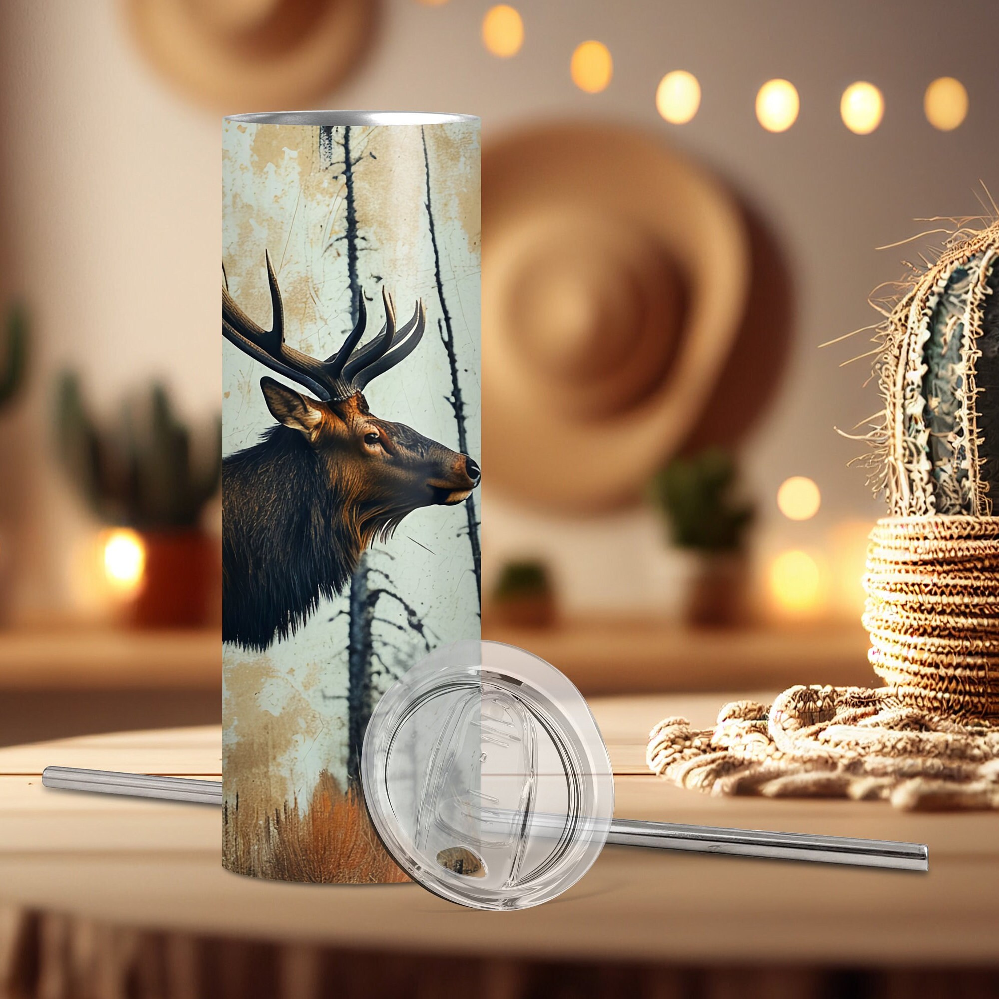 Bull Elk Tumbler Wrap for 20oz Skinny Tumblers, Elk Sublimation Tumbler ...