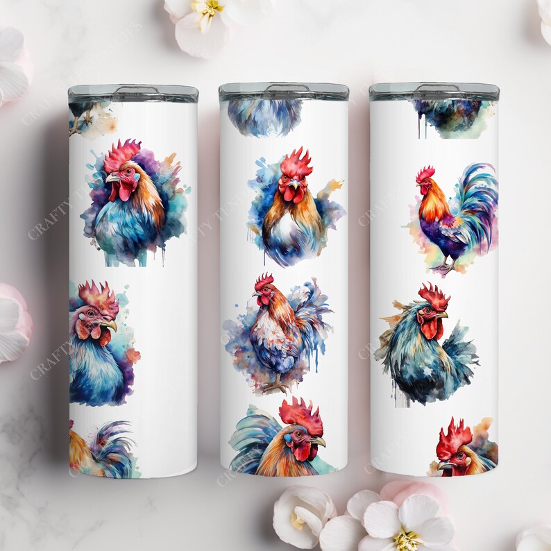 Rooster Clipart PNG Files, 12 Watercolor Rooster Clipart Images for POD ...