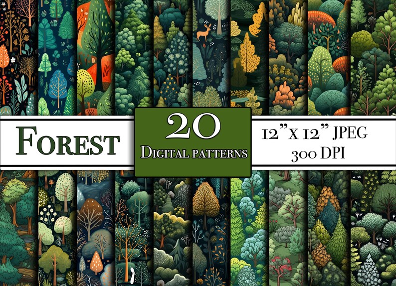 Forest Digital Paper Bundle 20 Forest Digital Paper Designs - Etsy