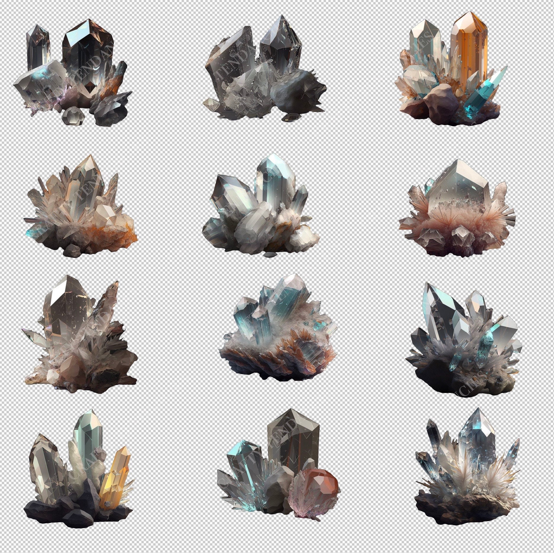 Quartz Crystal Clipart PNG Files for Instant Download Realistic Quartz ...