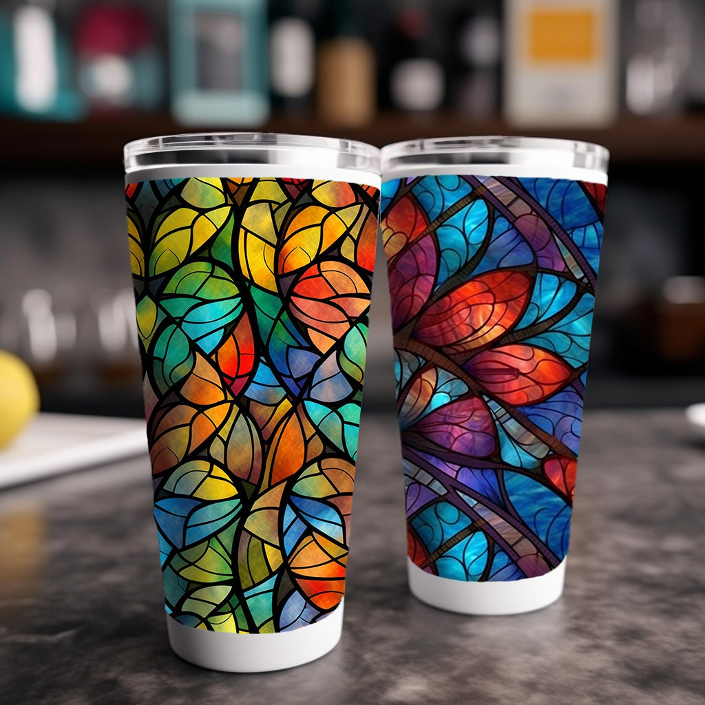 Stained Glass Digital Paper Bundle, 20 Colorful Glass Digital Paper ...