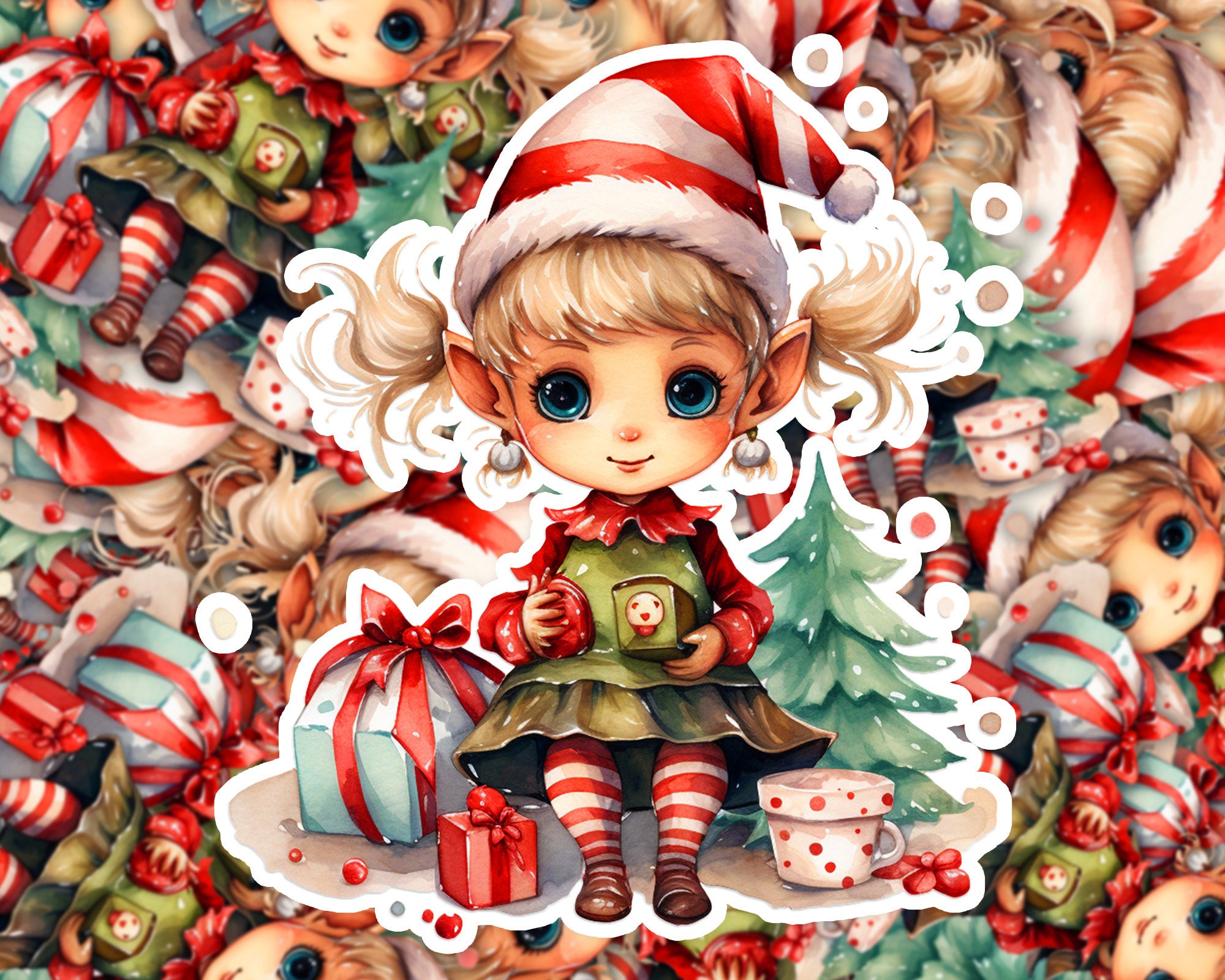 Watercolor Christmas Elf Clipart PNG Files for Instant Download, 12 ...