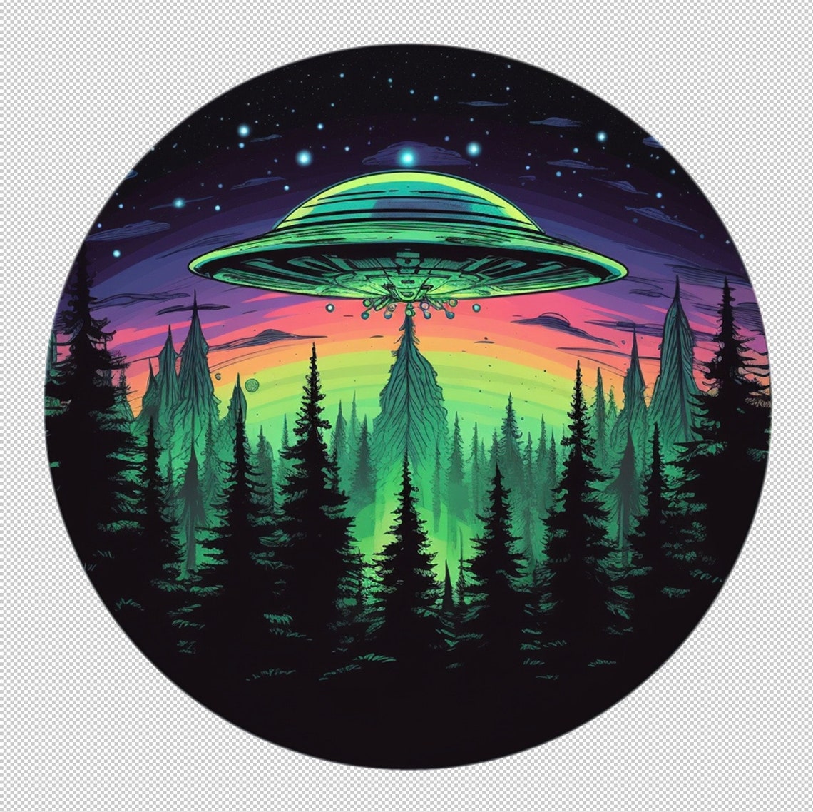 UFO Clipart PNG Files for Instant Download, UFO Sticker Design, Alien ...