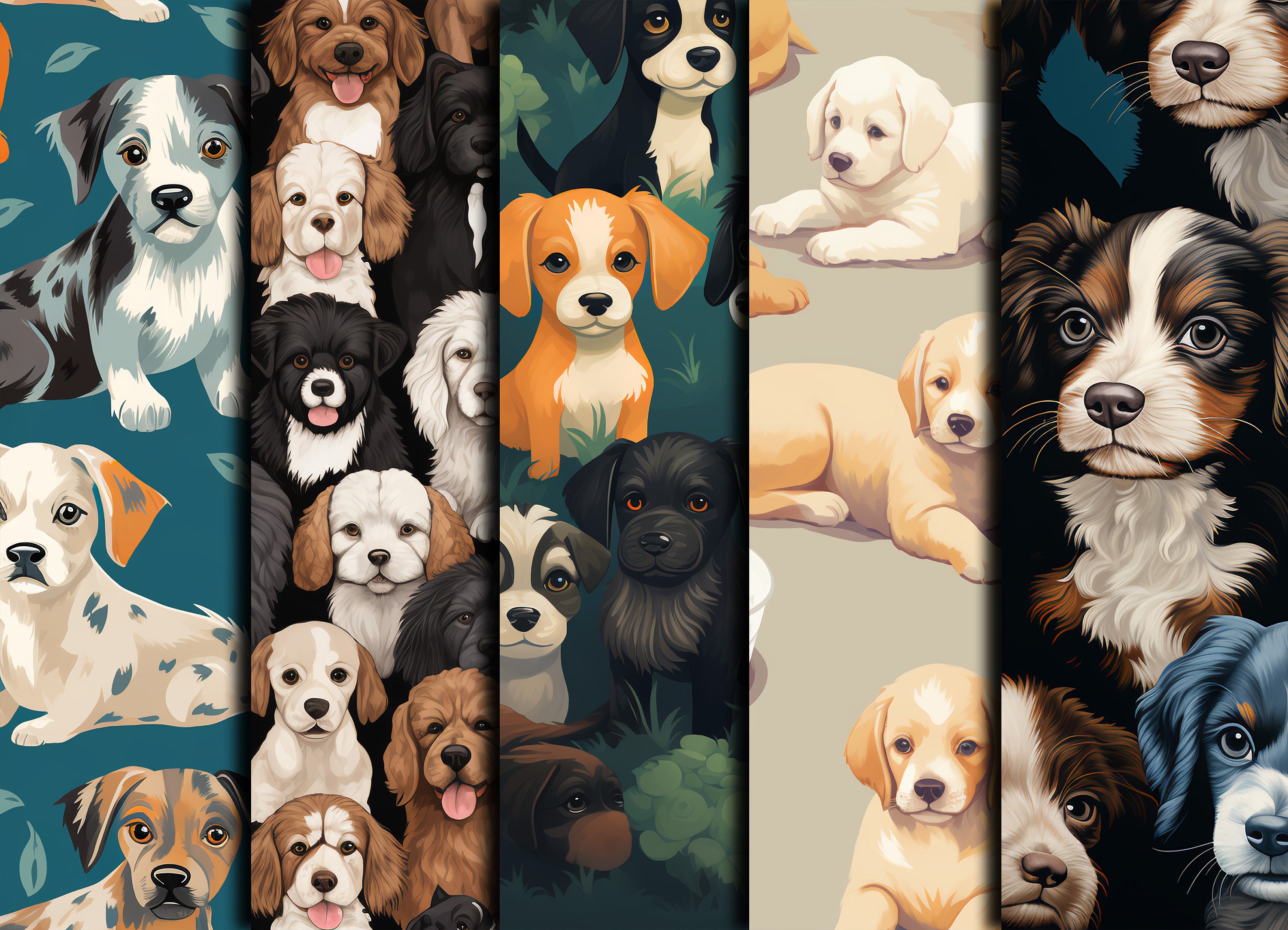 Puppy Digital Paper Bundle, 20 Dog Digital Paper Designs for ...