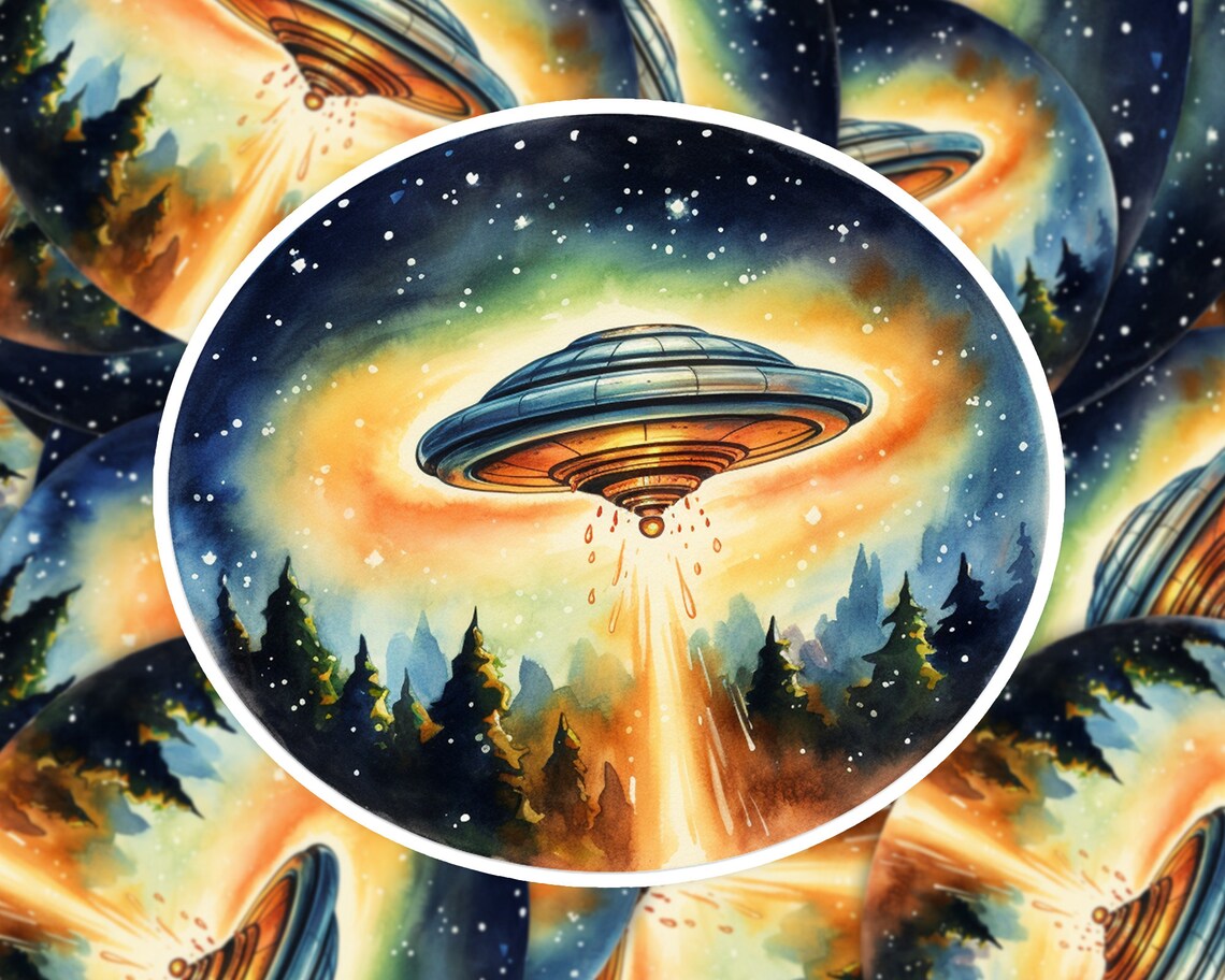UFO Clipart PNG Files for Instant Download Watercolor Ufo Sticker ...
