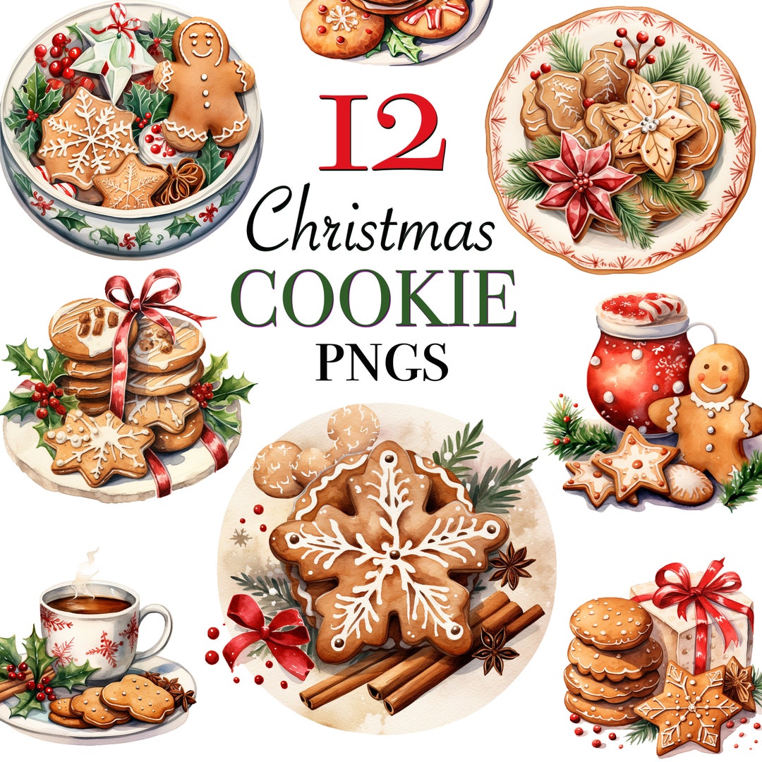 Christmas Cookie Clipart Files for Instant Download, Holiday Cookie PNG ...