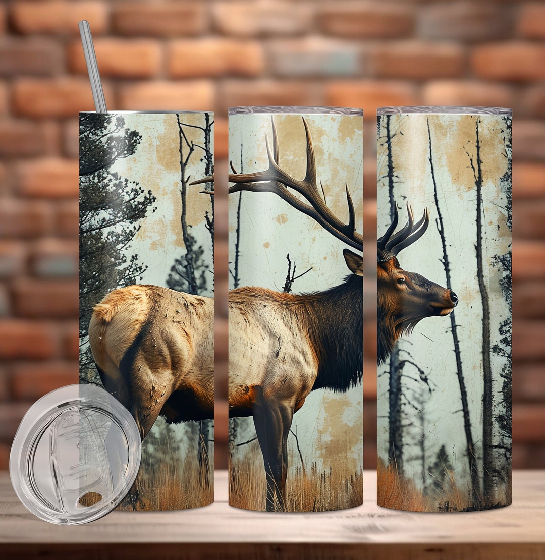 Bull Elk Tumbler Wrap for 20oz Skinny Tumblers, Elk Sublimation Tumbler ...