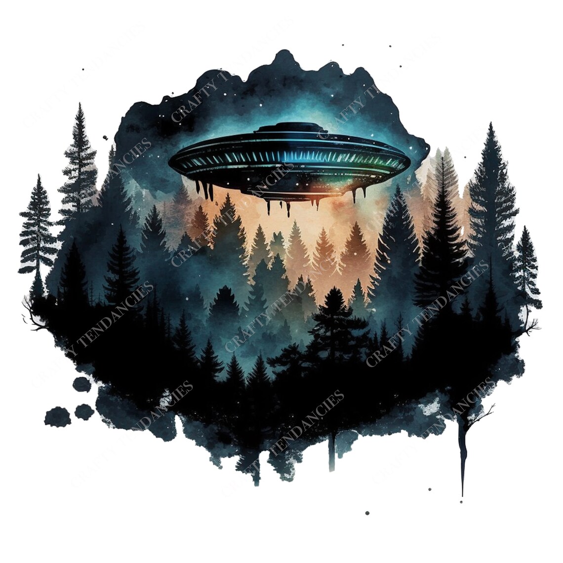 UFO Clipart PNG Files for Instant Download Watercolor Ufo - Etsy