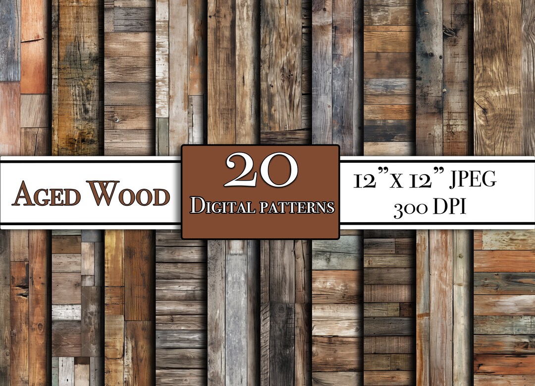 Aged Wood Digital Paper Bundle, 20 Rustic Wood Digital Paper Designs ...