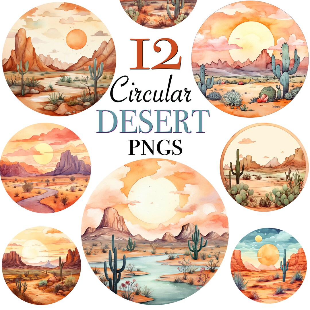 Watercolor Desert Landscape Clipart Files for Instant Download ...