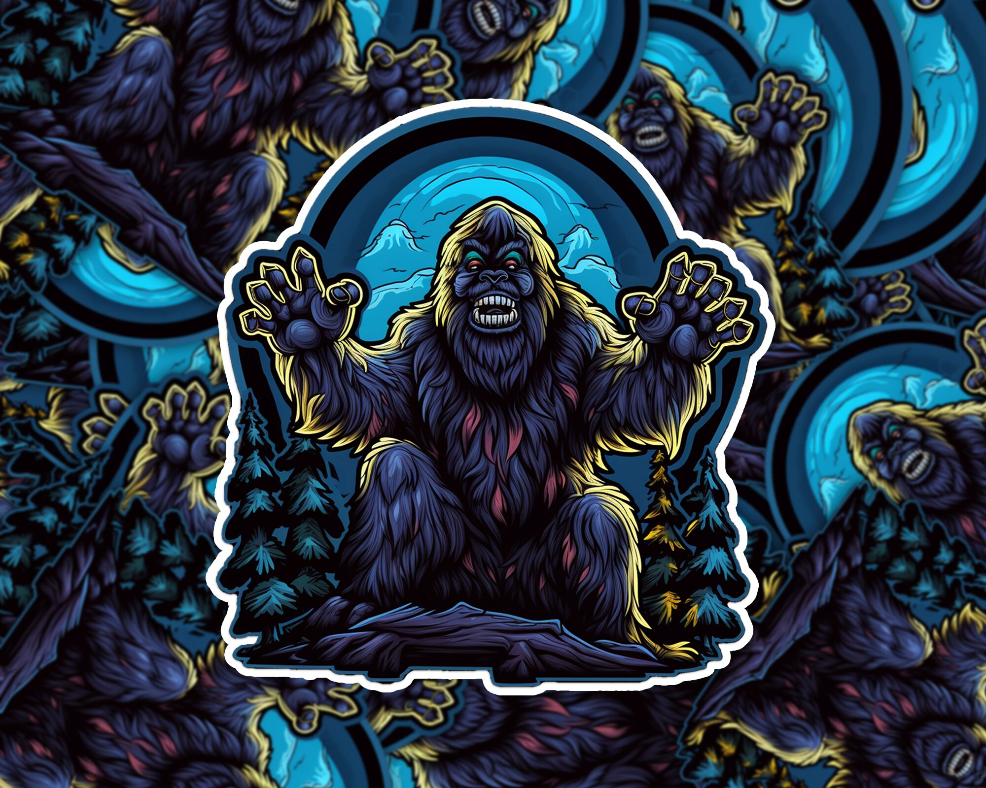 Colorful Bigfoot Clipart Files for Instant Download, Sasquatch PNG ...