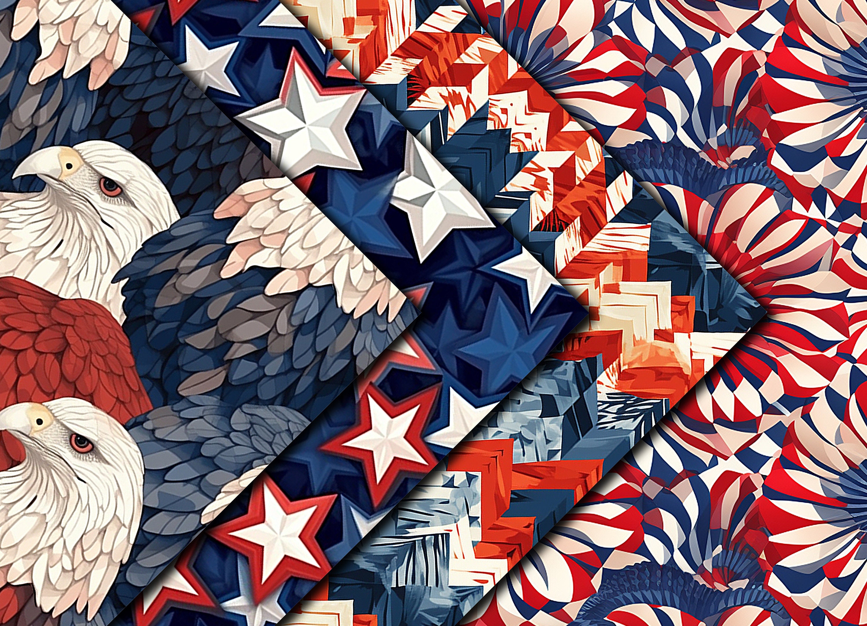 4th of July Digital Paper Bundle, 20 Patriotic Digital Paper Designs ...