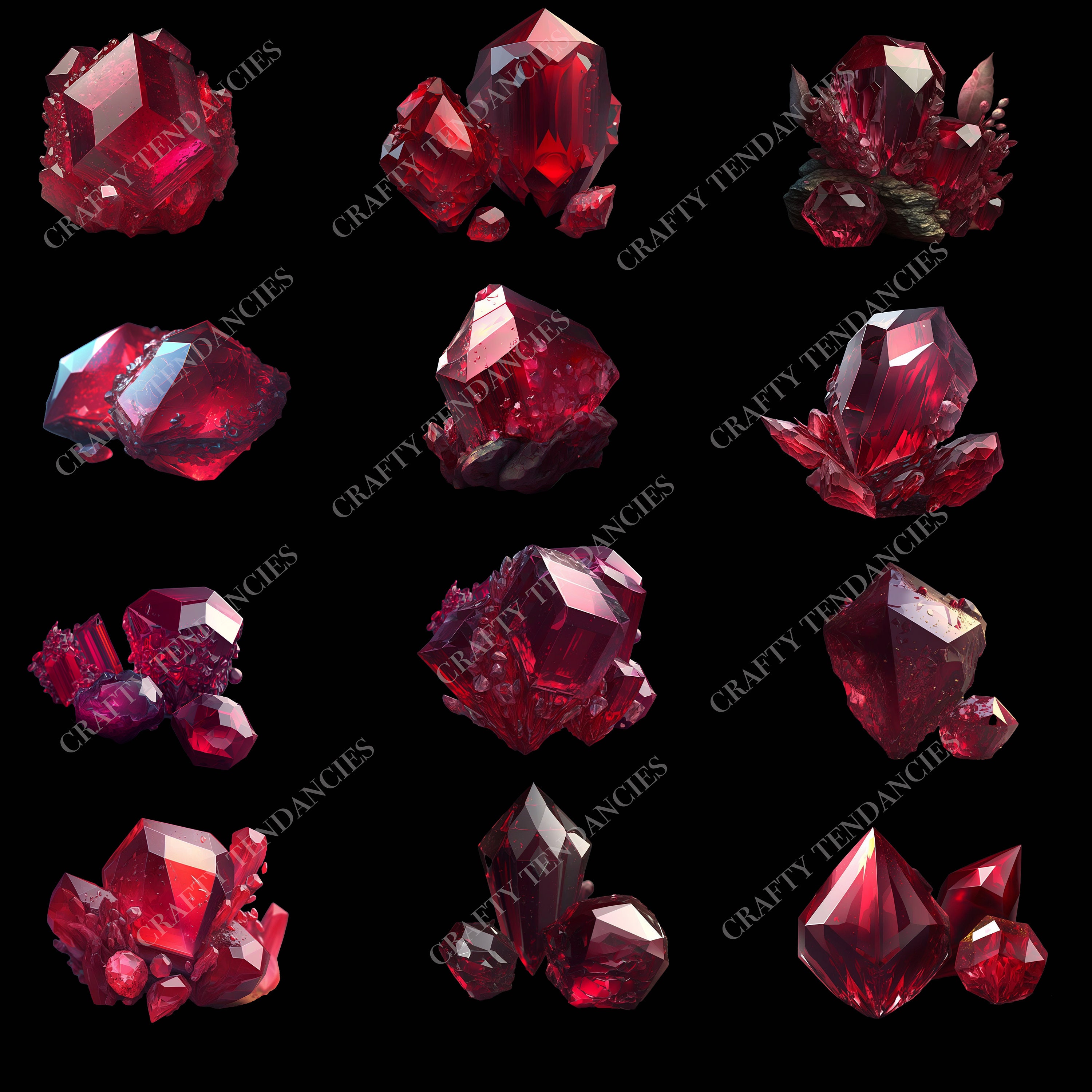 Ruby Crystal Clipart PNG Files for Instant Download Realistic Ruby ...