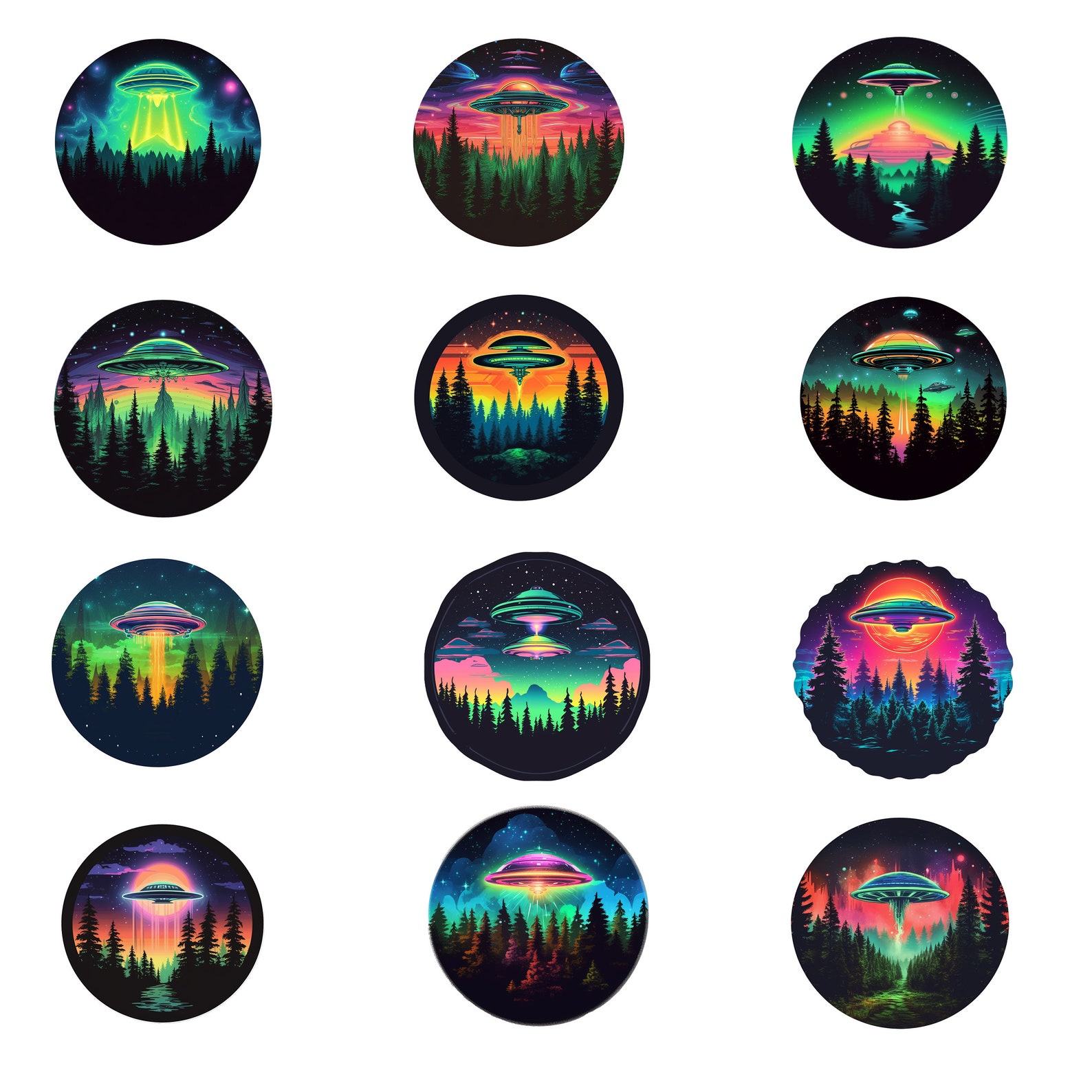 UFO Clipart PNG Files for Instant Download, UFO Sticker Design, Alien ...