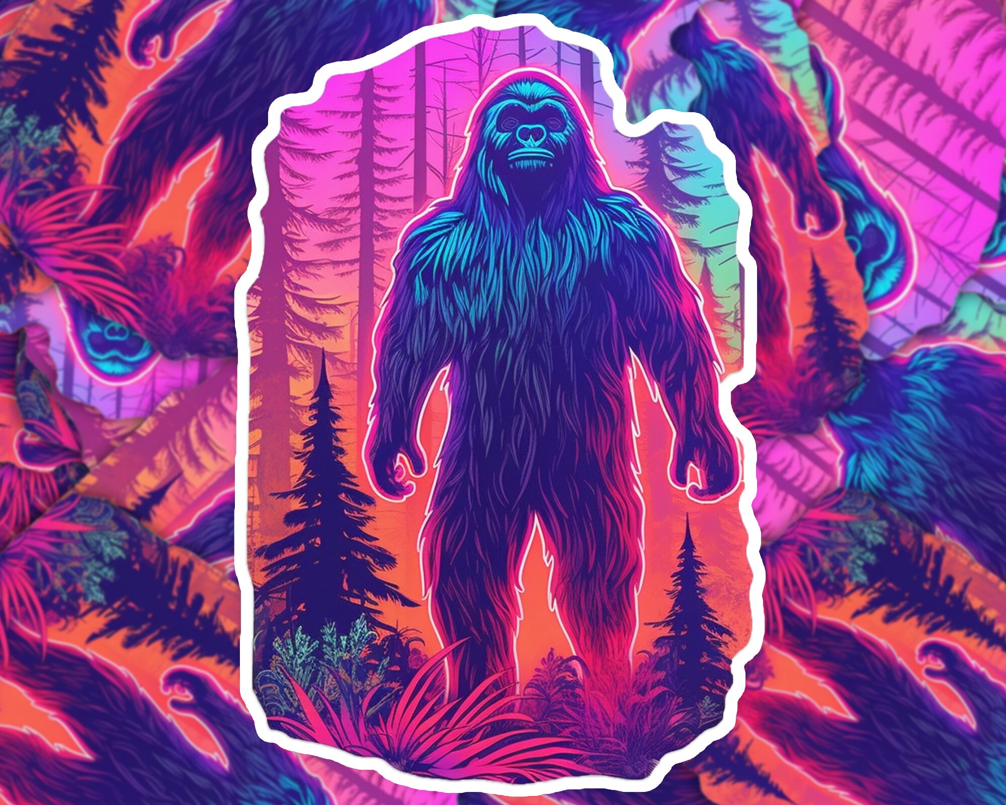 Bigfoot Clipart Files for Download, 12 Neon Bigfoot PNG Designs for ...