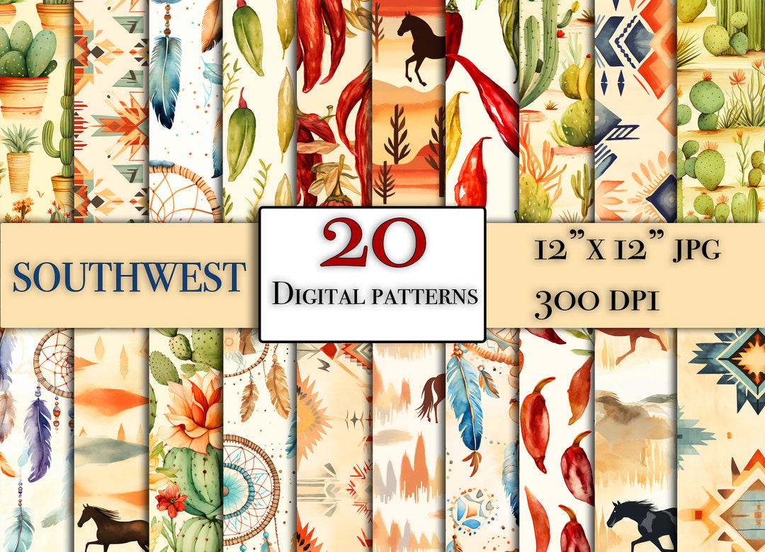 Western Digital Paper Bundle, 20 Seamless Southwest Digital Paper ...