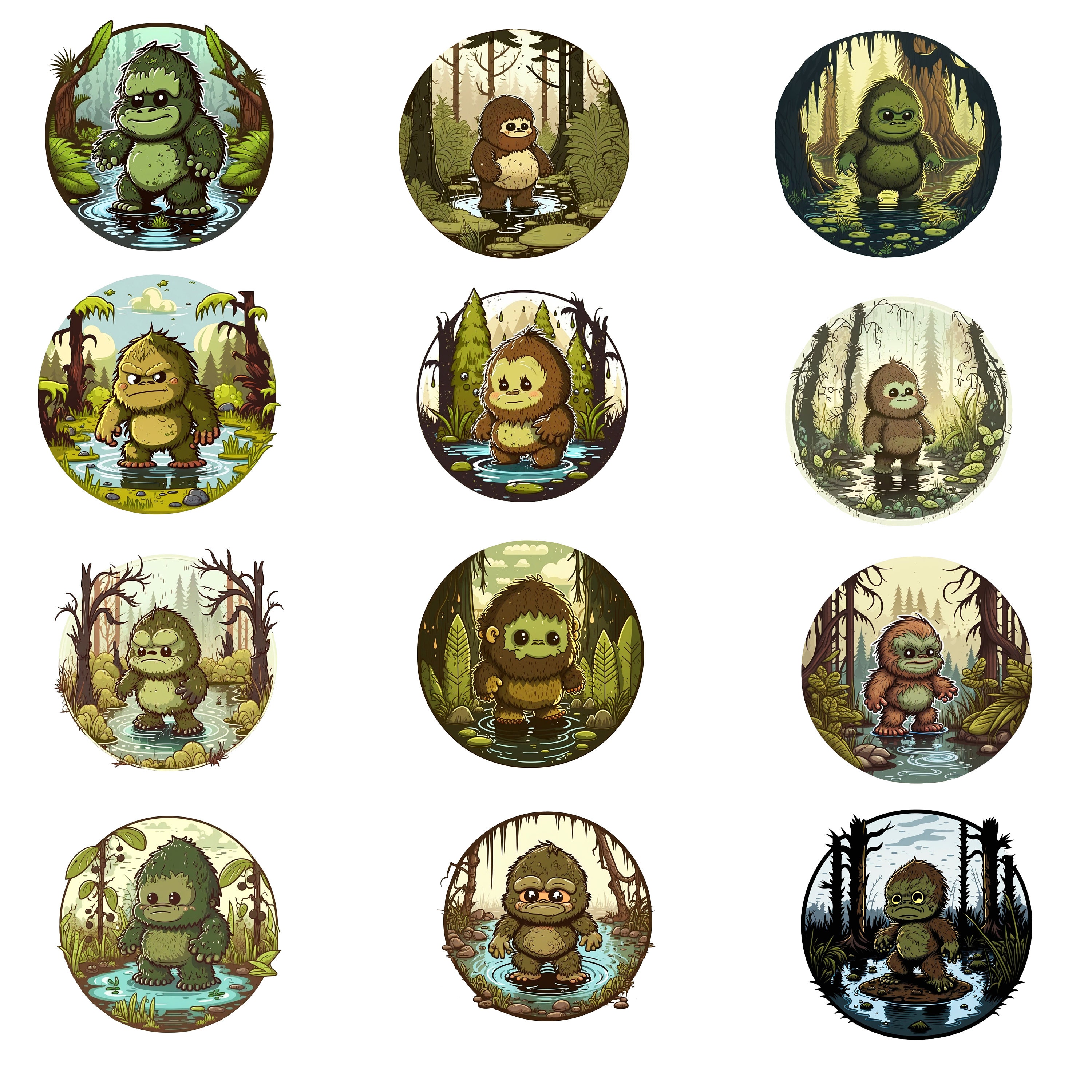 Baby Bigfoot Clipart Files, 12 Baby Sasquatch PNG Files for Stickers ...