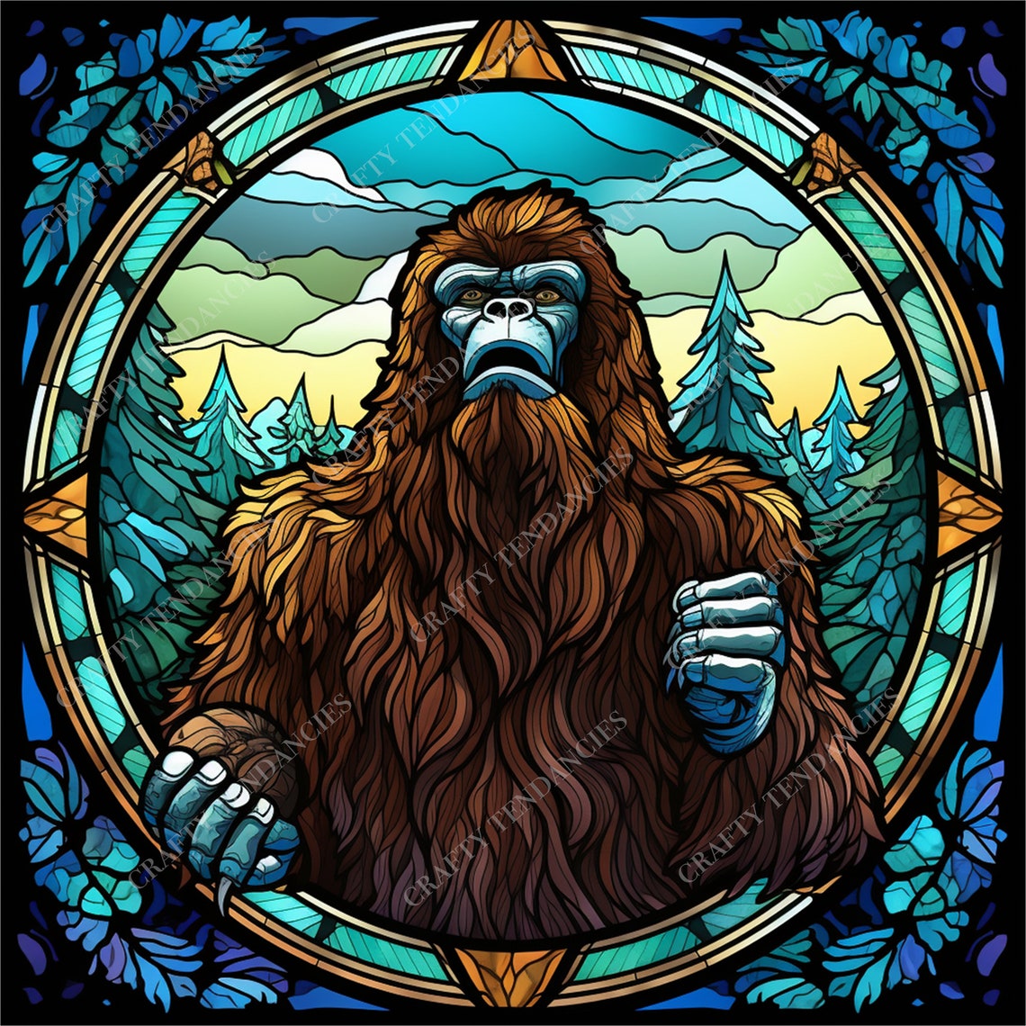 Bigfoot Clipart Files for Download 12 Stained Glass Bigfoot - Etsy