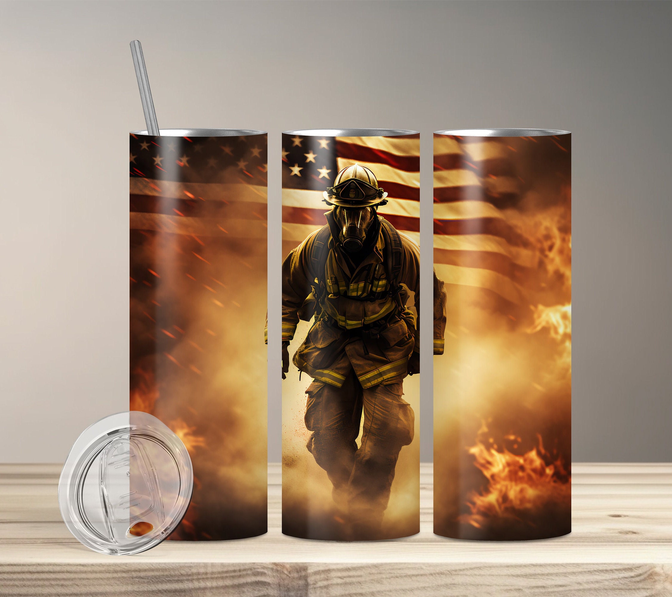 Patriotic Firefighter Tumbler Wrap for 20oz Skinny Tumblers ...