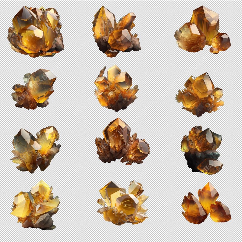 Citrine Crystal Clipart PNG Files for Instant Download Realistic ...