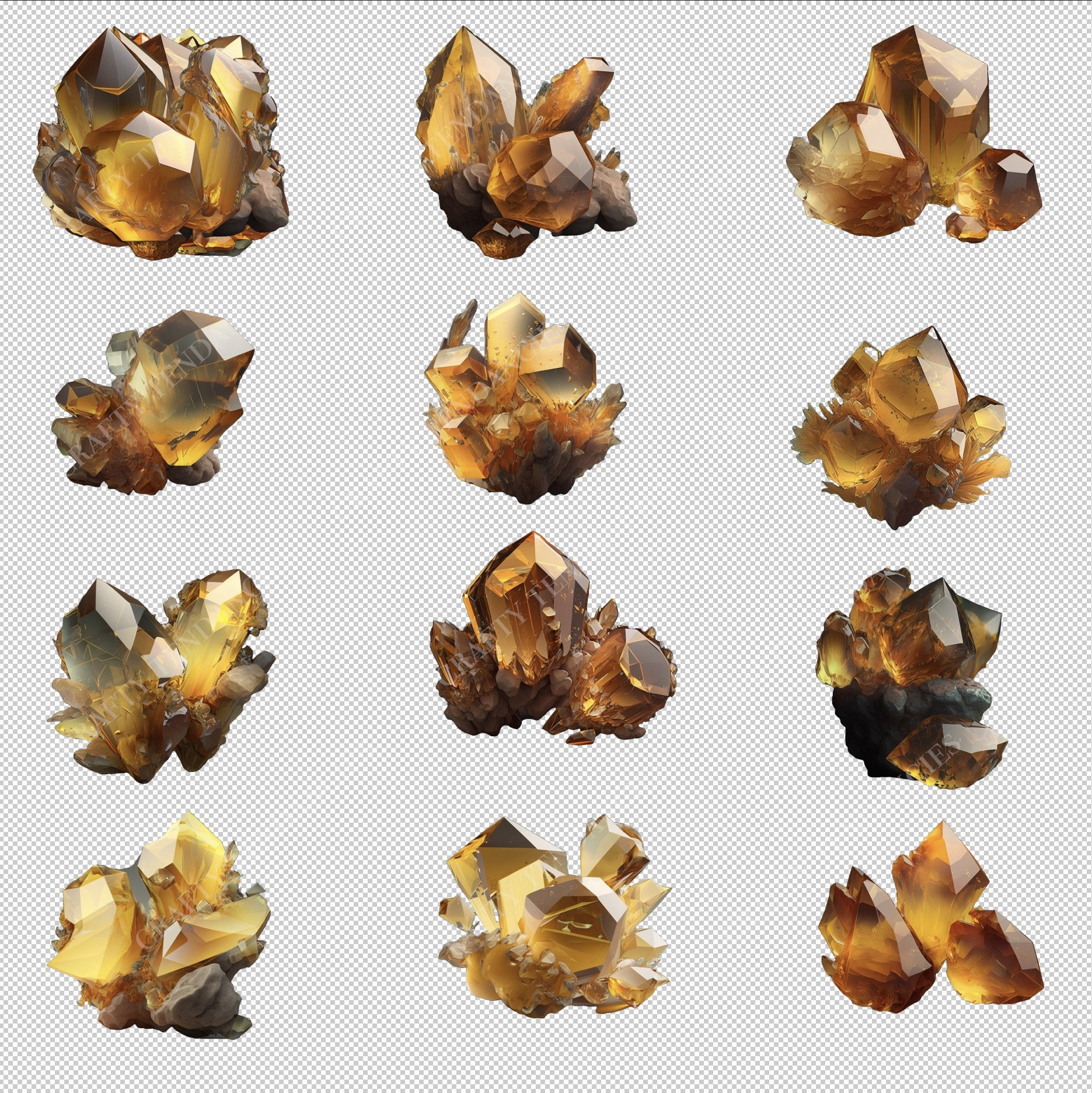 Citrine Crystal Clipart PNG Files for Instant Download Realistic ...