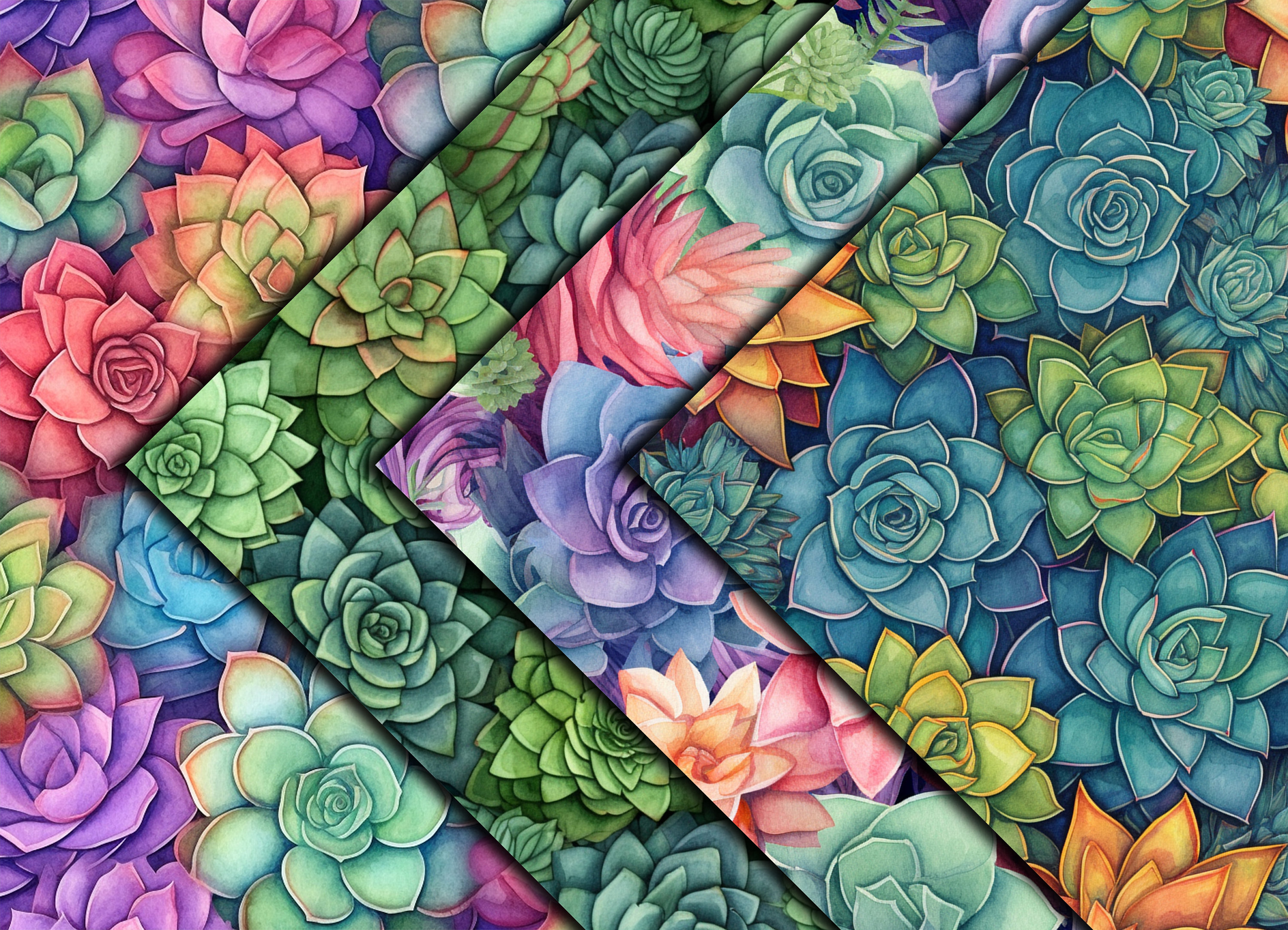 Succulent Plant Digital Paper Bundle, 20 Succulent Digital Paper ...