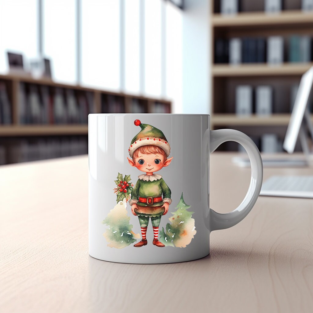 Watercolor Christmas Elf Clipart PNG Files for Instant Download, 12 ...