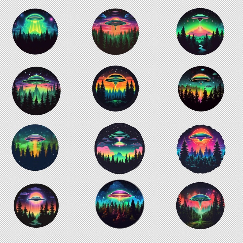 UFO Clipart PNG Files for Instant Download UFO Sticker - Etsy