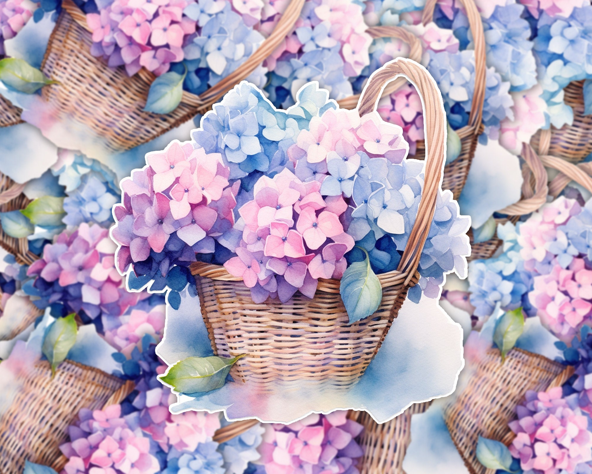 Hydrangea Flower Clipart for Digital Download, Watercolor Hydrangea ...