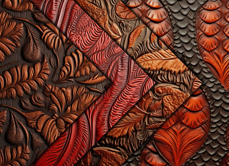 Embossed Leather Digital Paper Bundle, 20 Textured Leather Digital ...