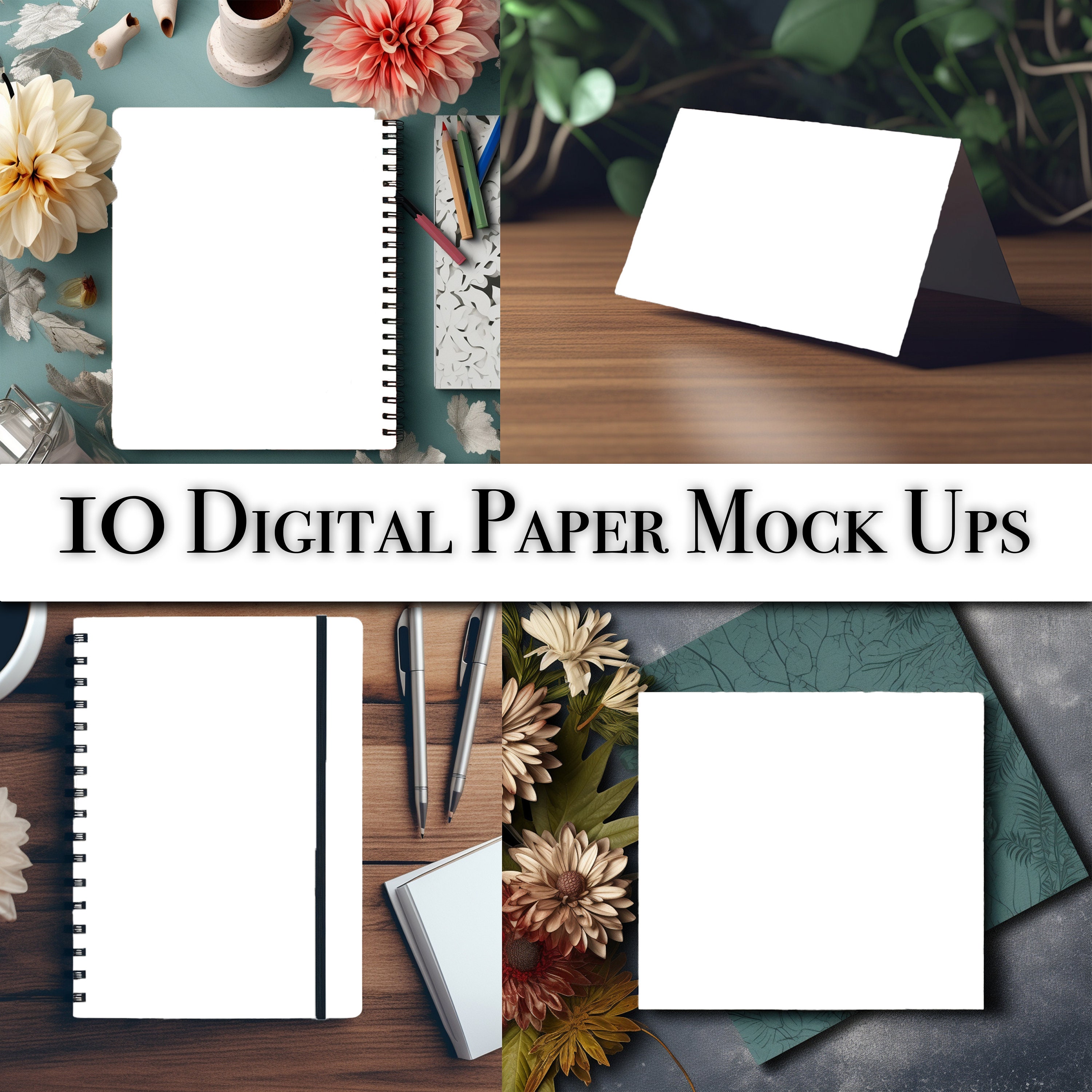 10 Digital Paper Mockup Scenes in PNG Format, Digital Paper and Design ...