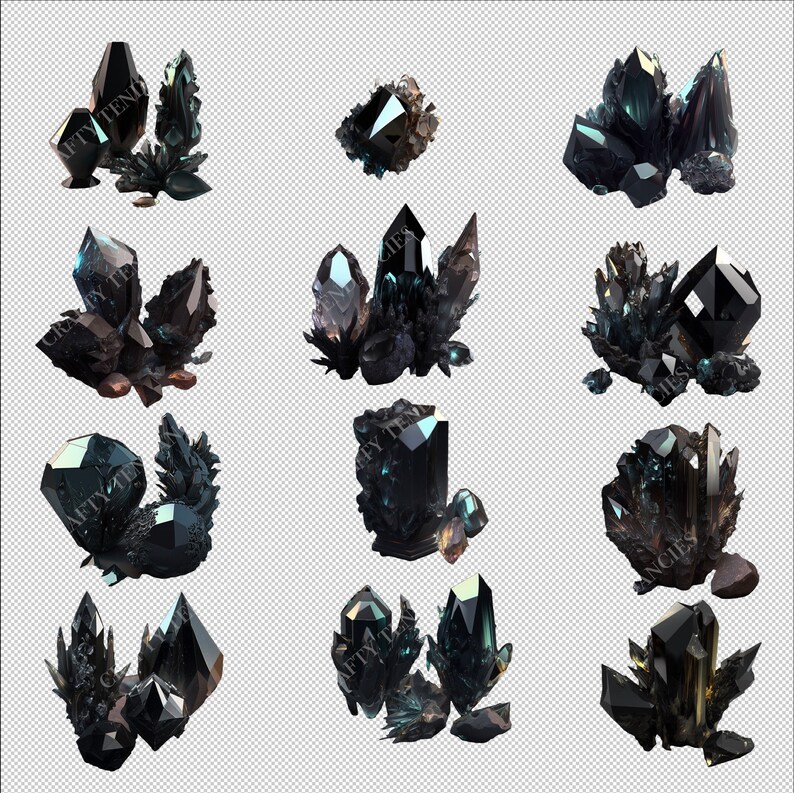 Obsidian Crystal Clipart PNG Files for Instant Download Realistic ...