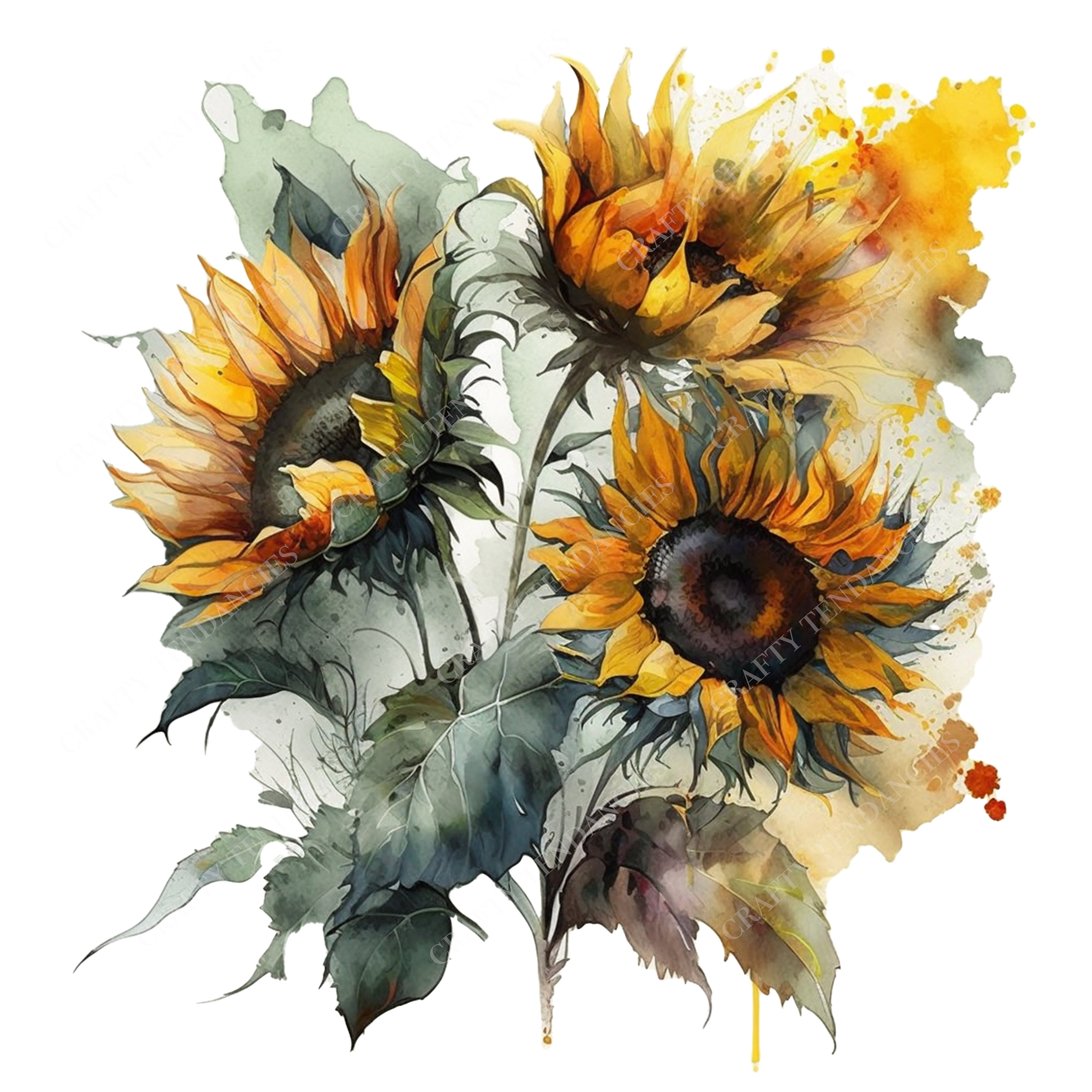 Watercolor Sunflower PNG Files for Instant Download Sunflower - Etsy