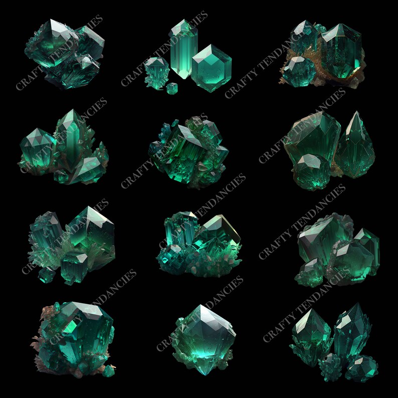 Emerald Crystal Clipart PNG Files for Instant Download Realistic ...