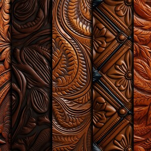 Embossed Leather Digital Paper Bundle, 20 Textured Leather Digital ...