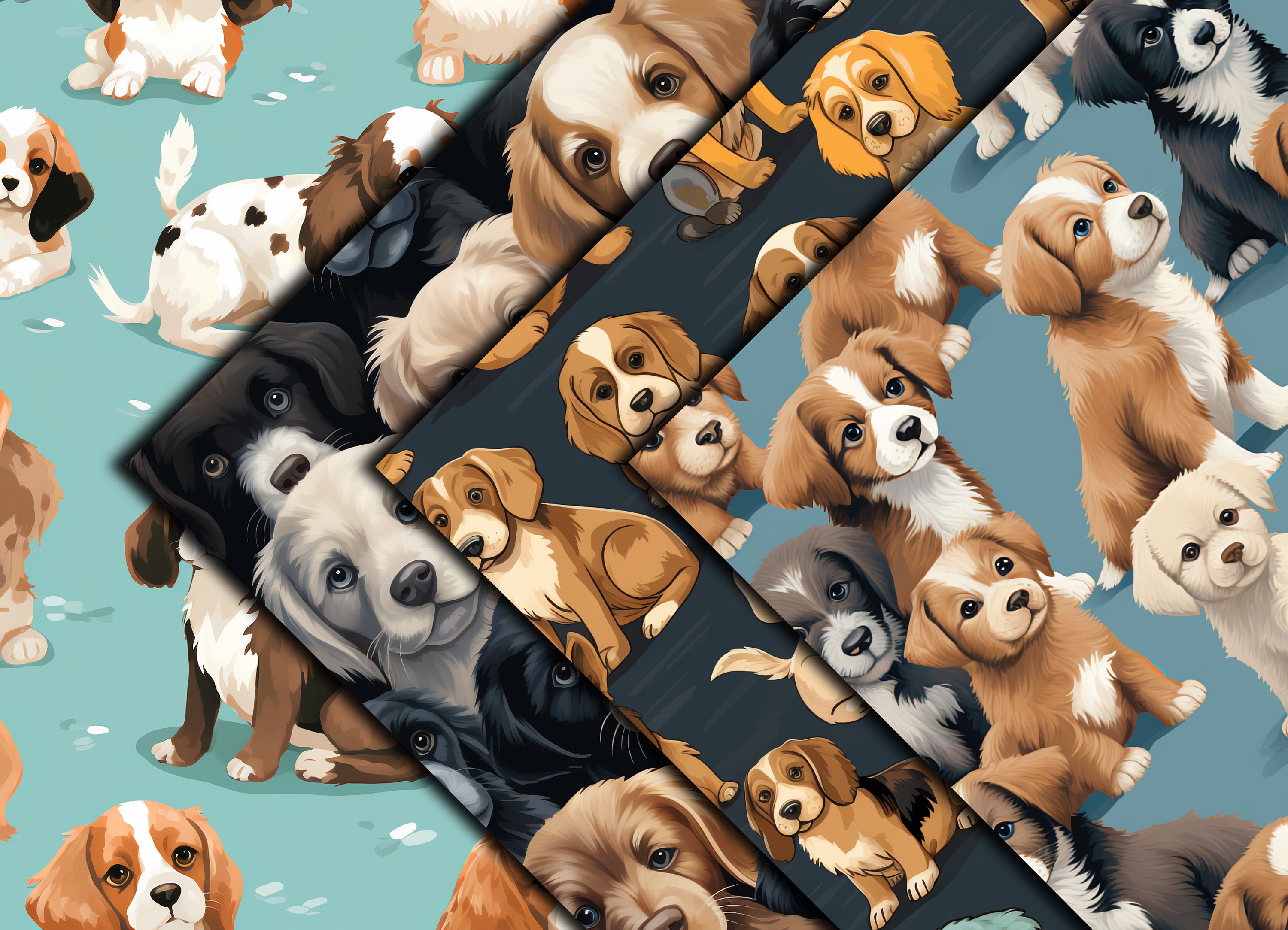Puppy Digital Paper Bundle, 20 Dog Digital Paper Designs for ...