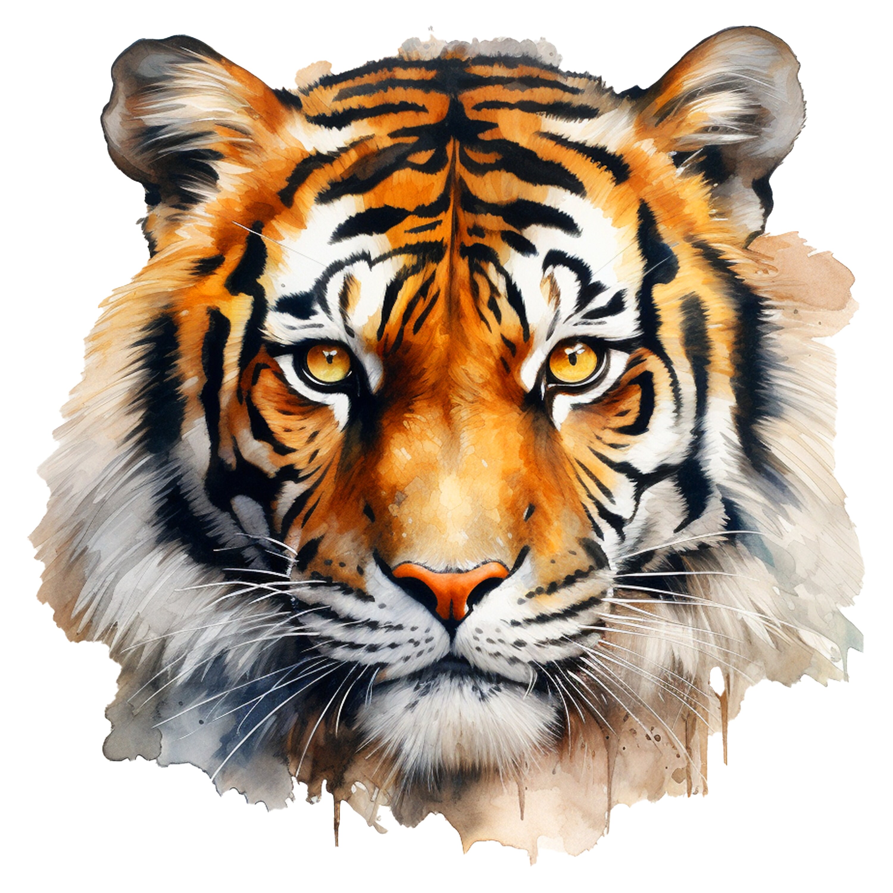 Watercolor Tiger Clipart Files for Instant Download Tiger PNG - Etsy